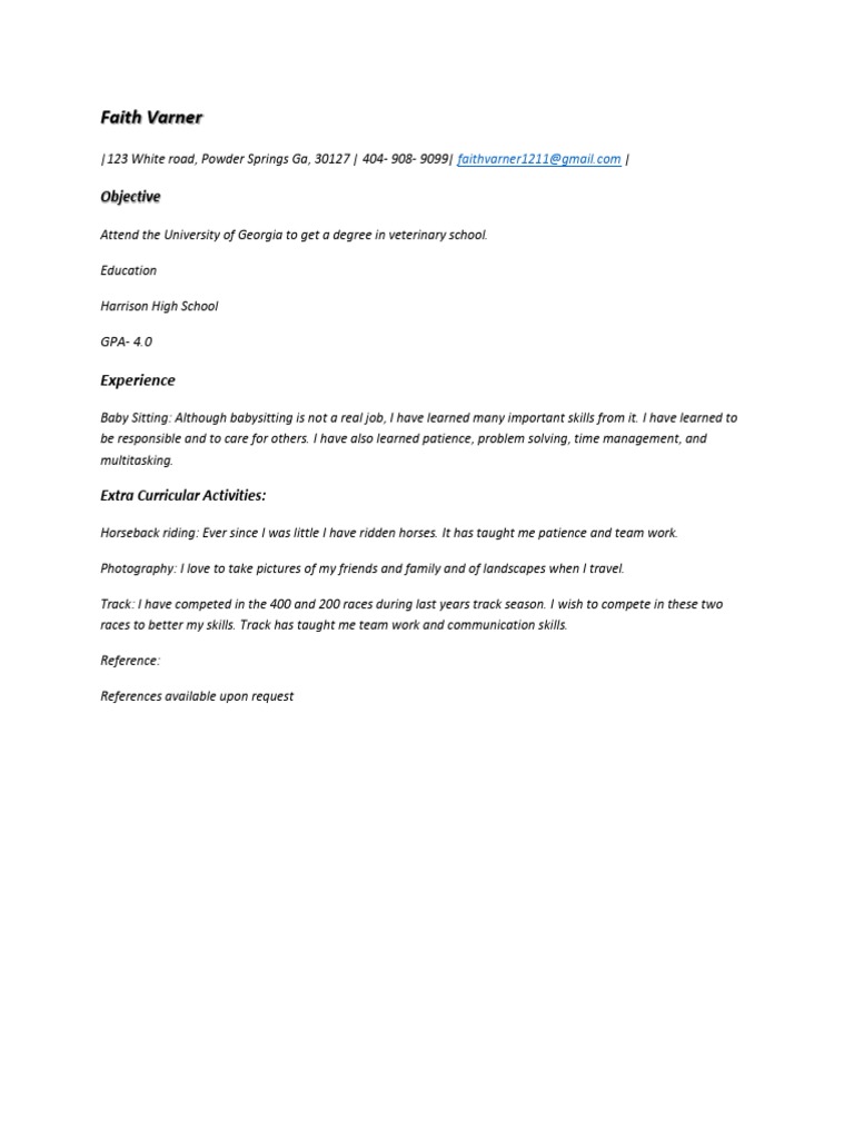 Faith Varner Resume | PDF | Career & Growth | Wellness