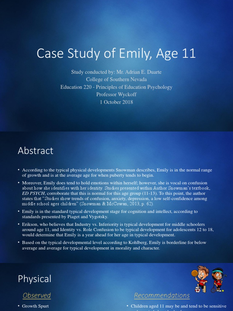 Case Study: Emily's Development at 11 | PDF | Adolescence | Motivation