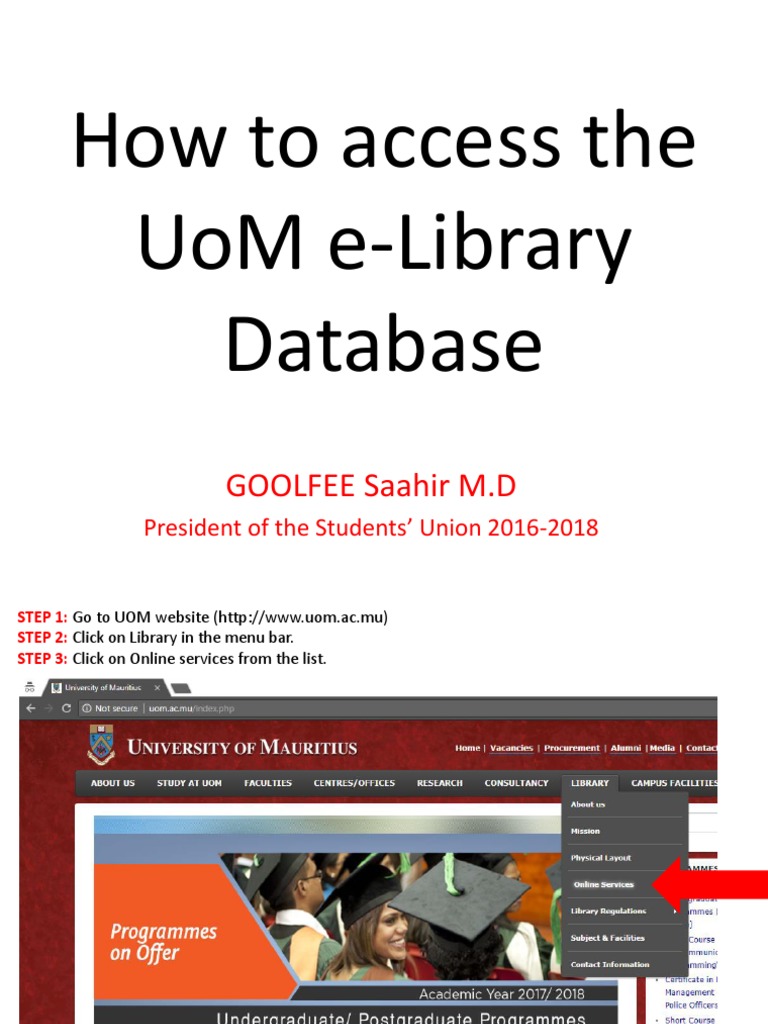 How To Access The UoM E-Library Database | PDF | Career & Growth | Business