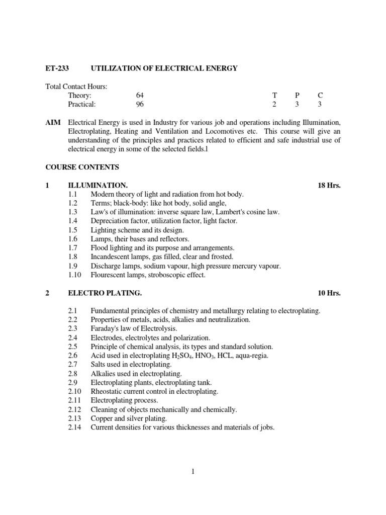 Utilization of Electrical Energy | PDF | Lighting | Electricity