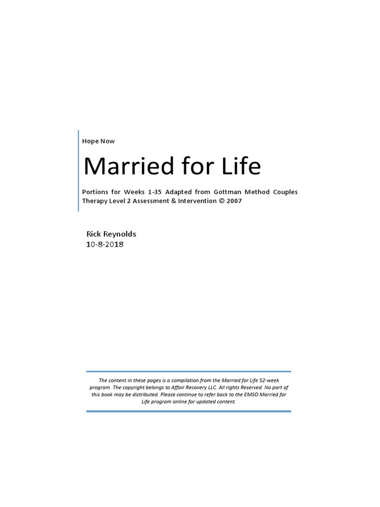 Married For Life 2018 | PDF | Infidelity | Educational Technology