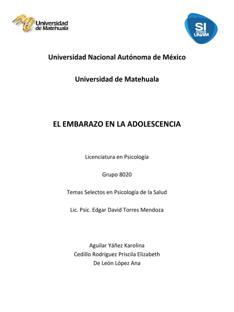 Proyecto Embarazo Adolescente | PDF | Adolescencia | Control de la natalidad