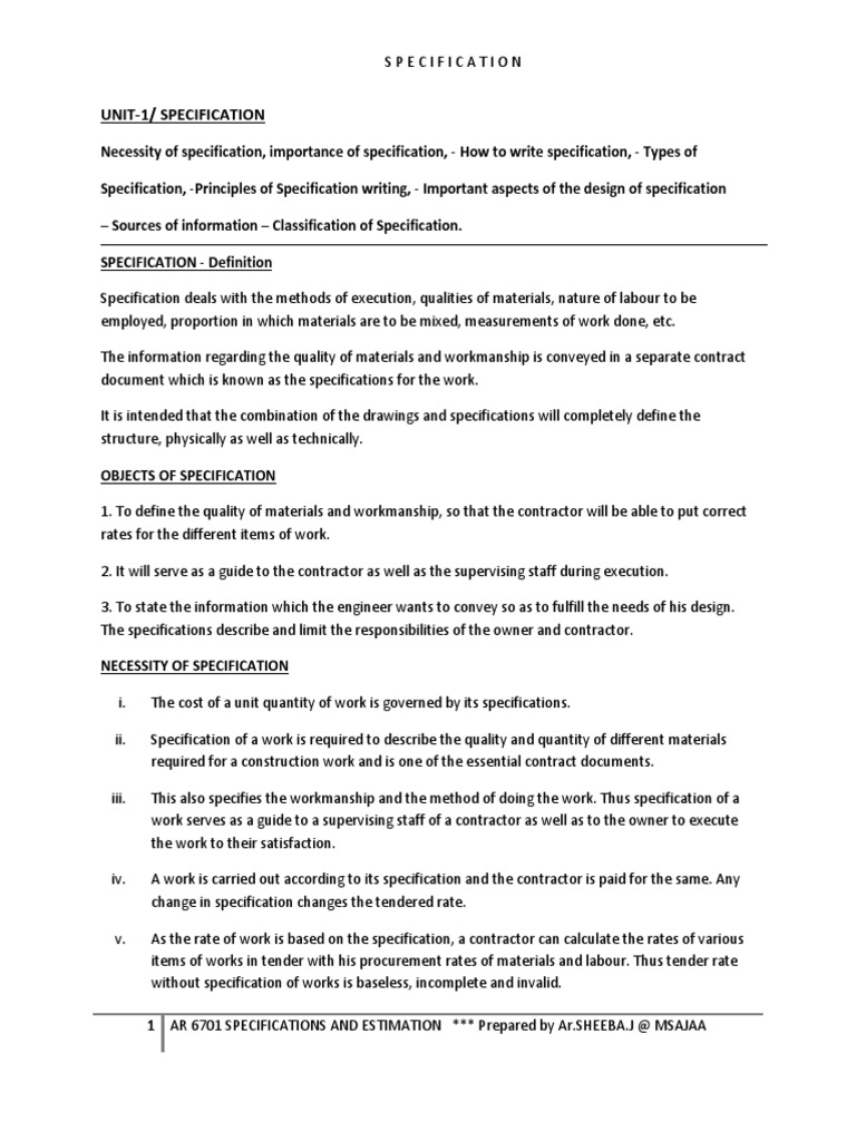 Specification Essentials in Estimation | PDF | Specification (Technical ...