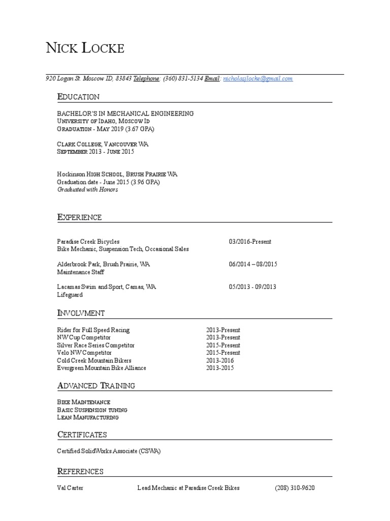Nick Locke Resume | PDF