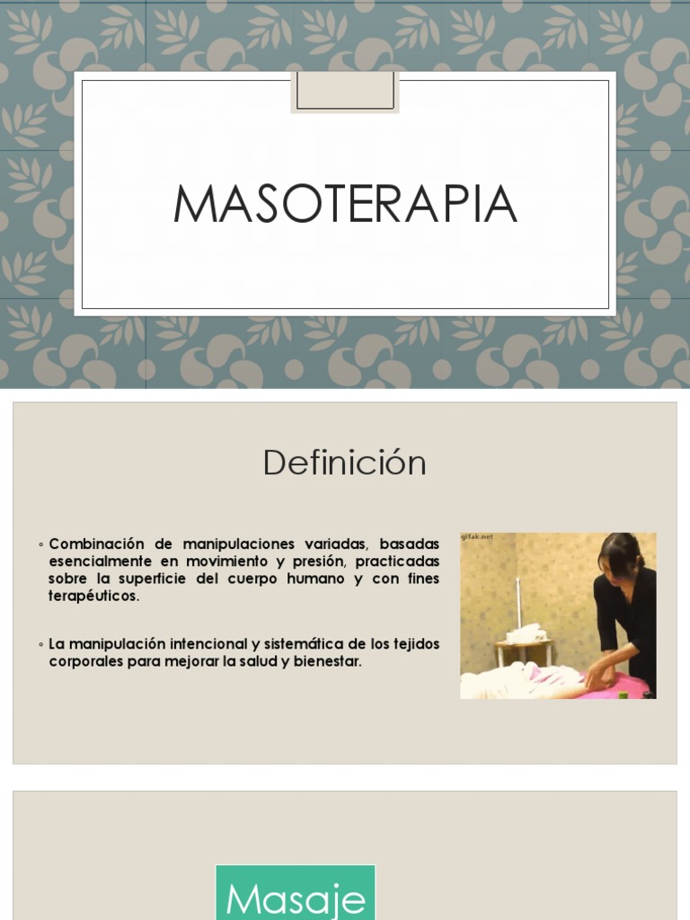 Definición y Técnicas de Masoterapia | PDF | Masaje | Terapia física