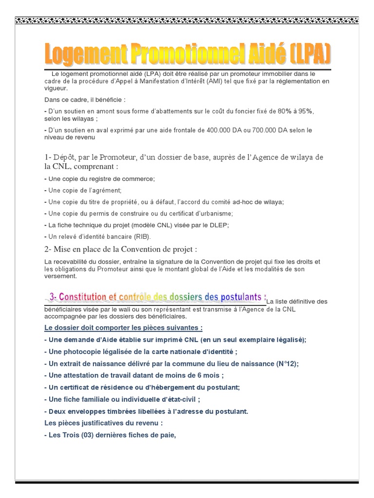 Dossier LPA : Conditions et Pièces à Fournir | PDF | Impôts | Gouvernement