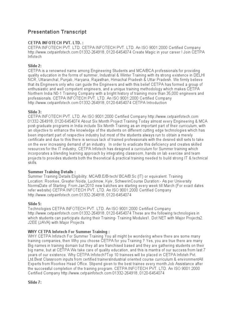 Presentation Transcript: Cetpa Infotech Pvt. Ltd. | PDF | Computer ...