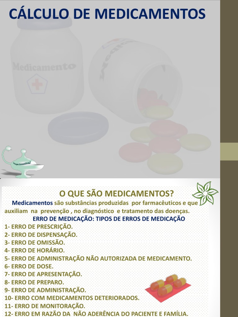 AULA 1 - Calculo de Medicamento | Solução | Ciências Físicas
