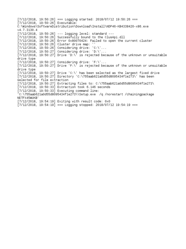 DD NDP46-KB4338420-x86 Decompression Log | PDF | Computers