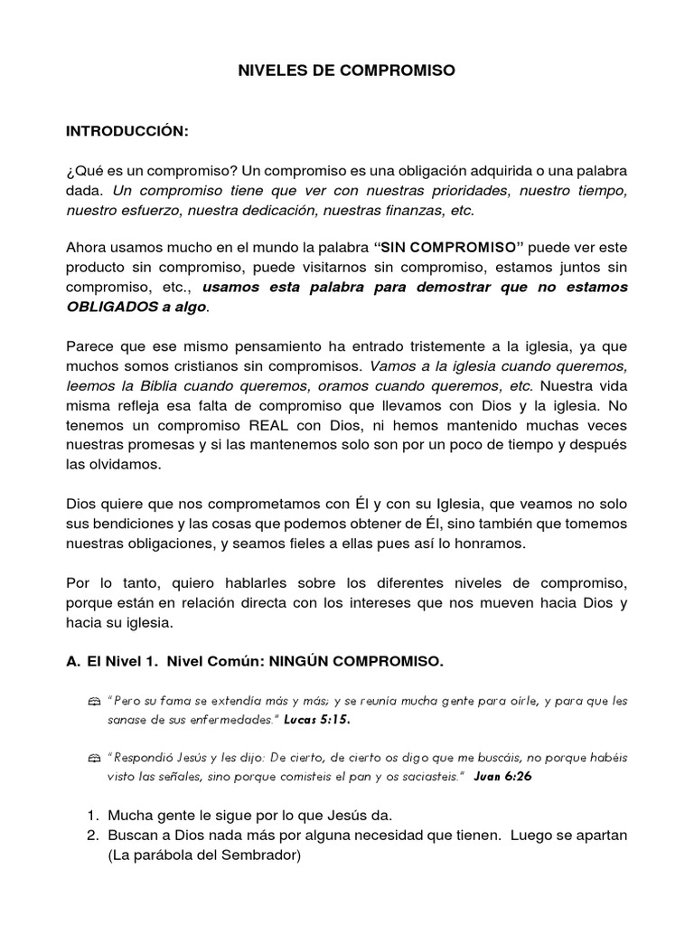 Niveles de Compromiso Con Dios | PDF | Jesús | Dios