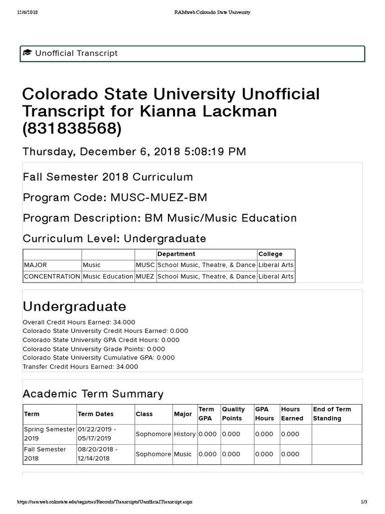 Ramweb Colorado State University | PDF | Course Credit | Academic Term