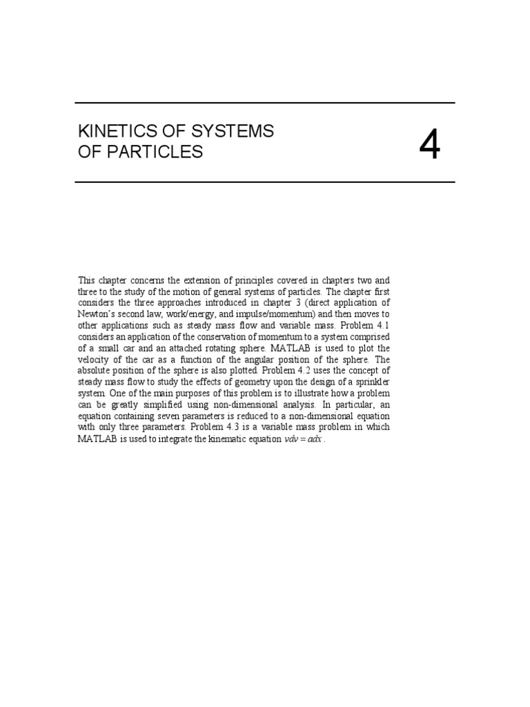 Ch4 Kinetics of Systems of Particles | PDF | Momentum | Fluid Dynamics
