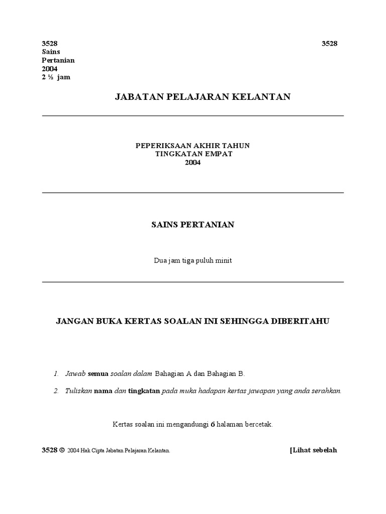 Sains Pertanian Tingkatan 4 | PDF