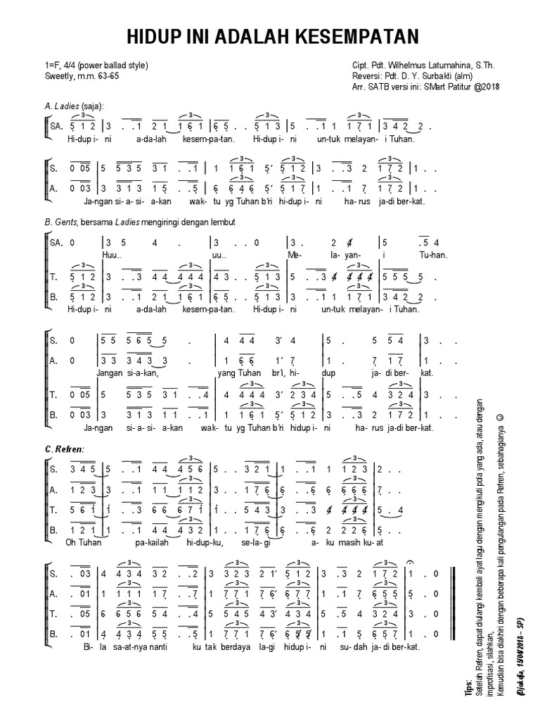 Not Angka dan Chord Lagu Rohani | PDF