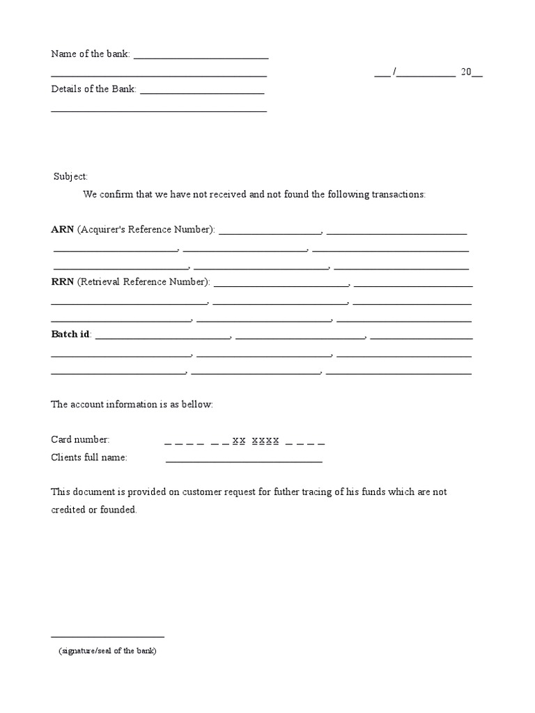 Bank Confirmation ARN | PDF