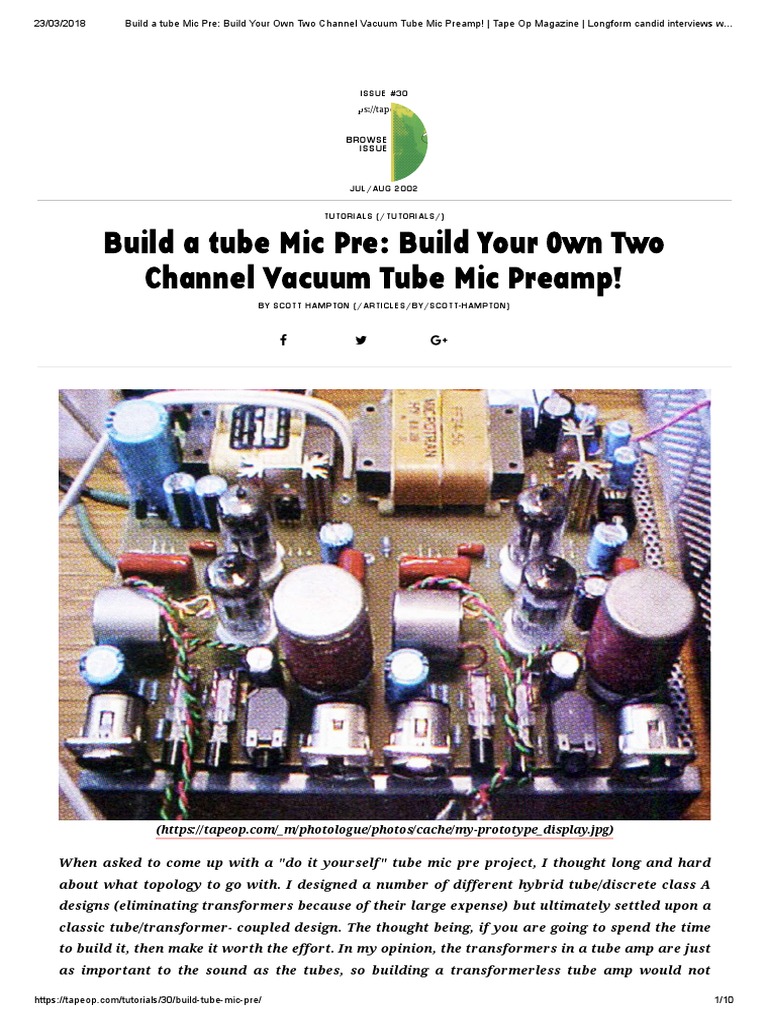 Build a Tube Mic Pre_ Build Your Own Two Channel Vacuum Tube Mic Preamp ...