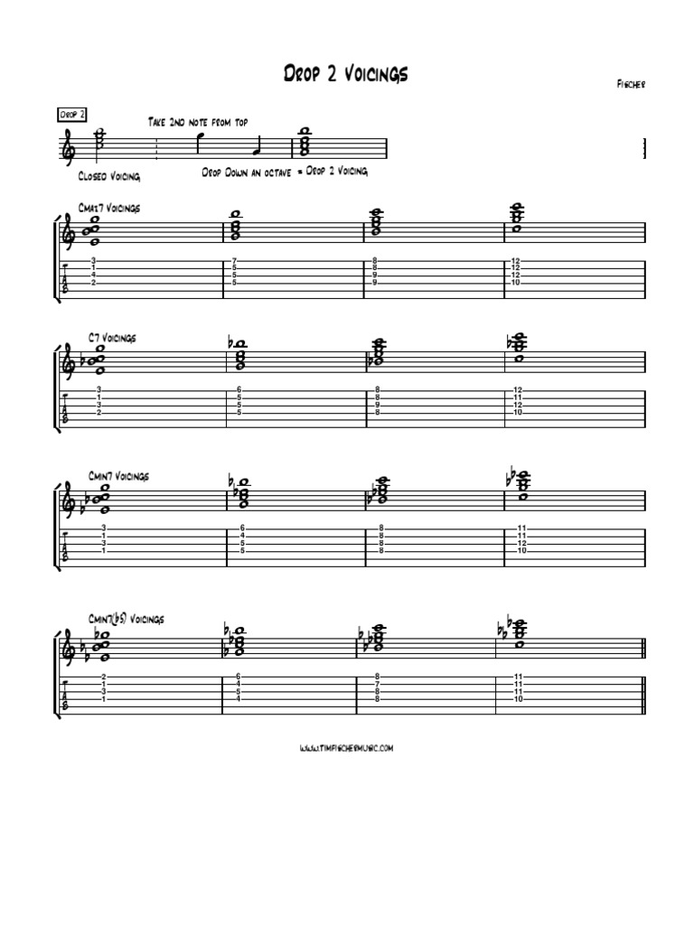 Drop 2 and Drop 3 Voicings | PDF | Elements Of Music | Notation