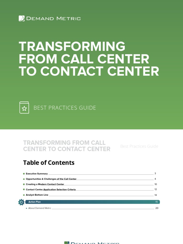 Transforming From Call Center To Contact Center Best Practices Guide ...
