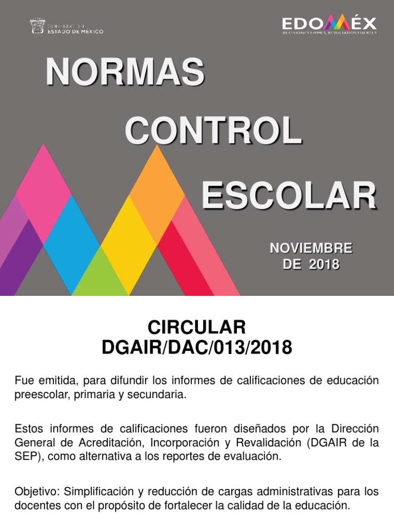 Normas de Control Escolar | PDF | Educación Secundaria | Educación primaria
