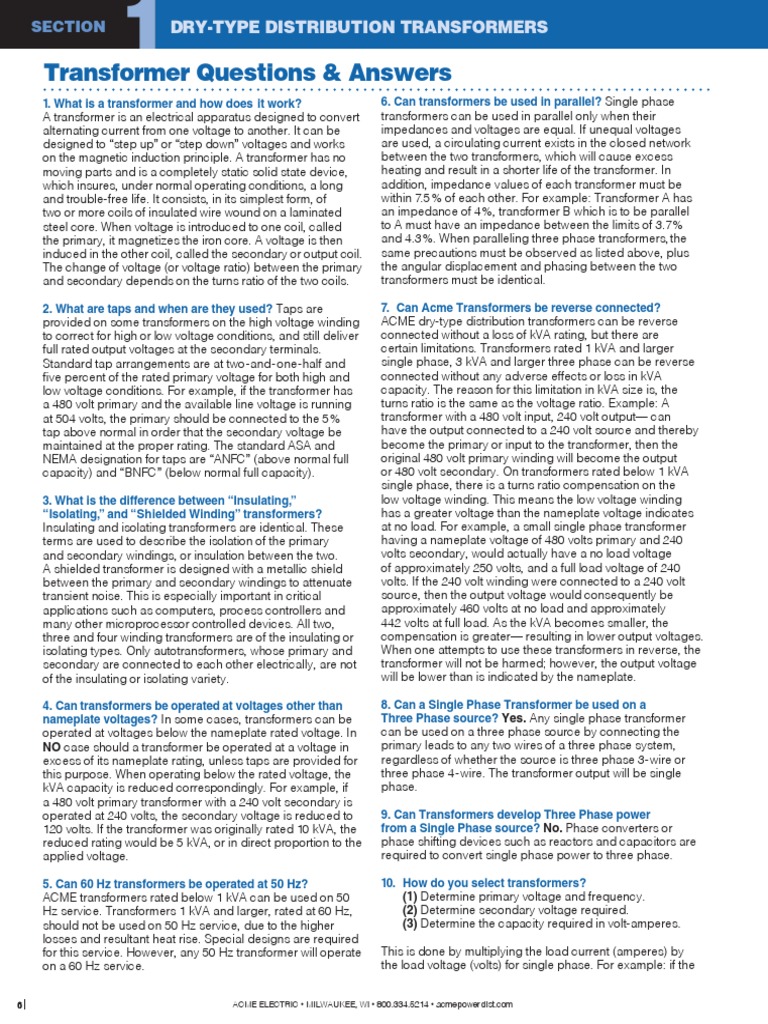 Transformer Questions & Answers: Dry-Type Distribution Transformers Dry ...
