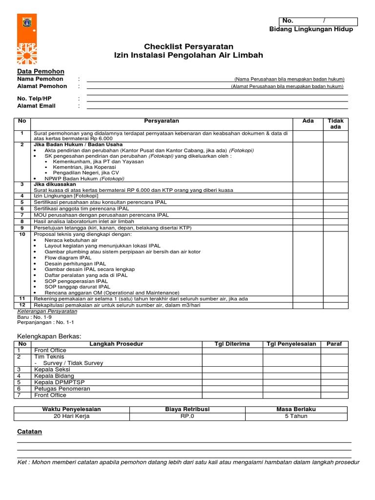 Check List Izin Ipal PDF | PDF