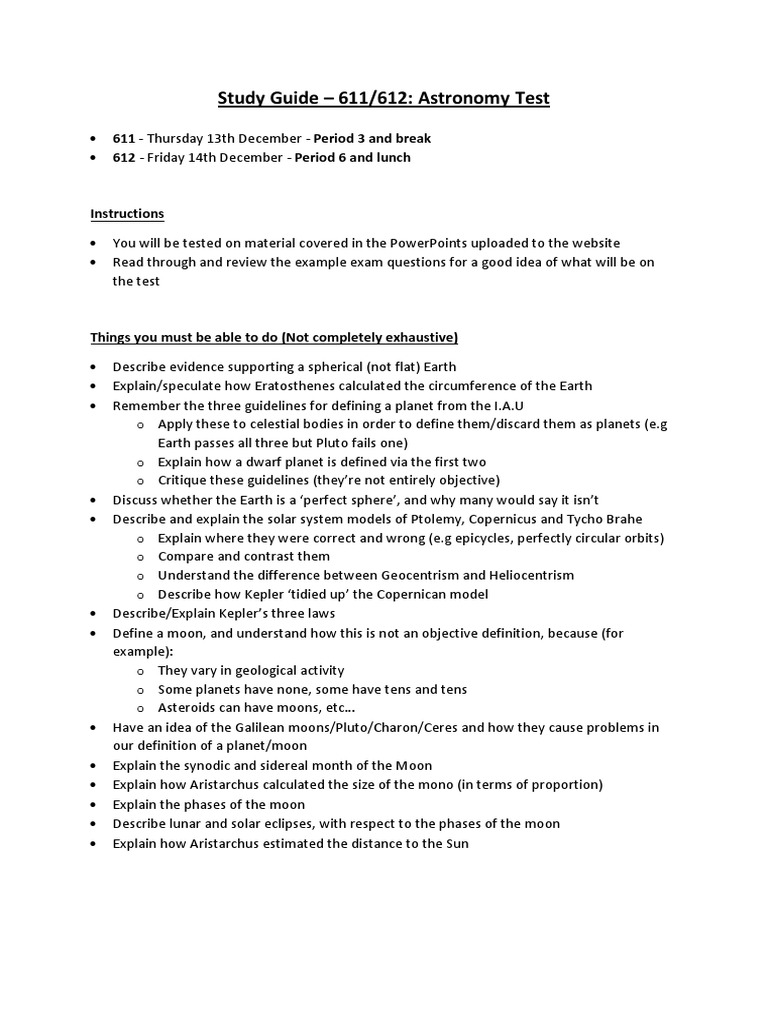 Astronomy Study Guide | PDF