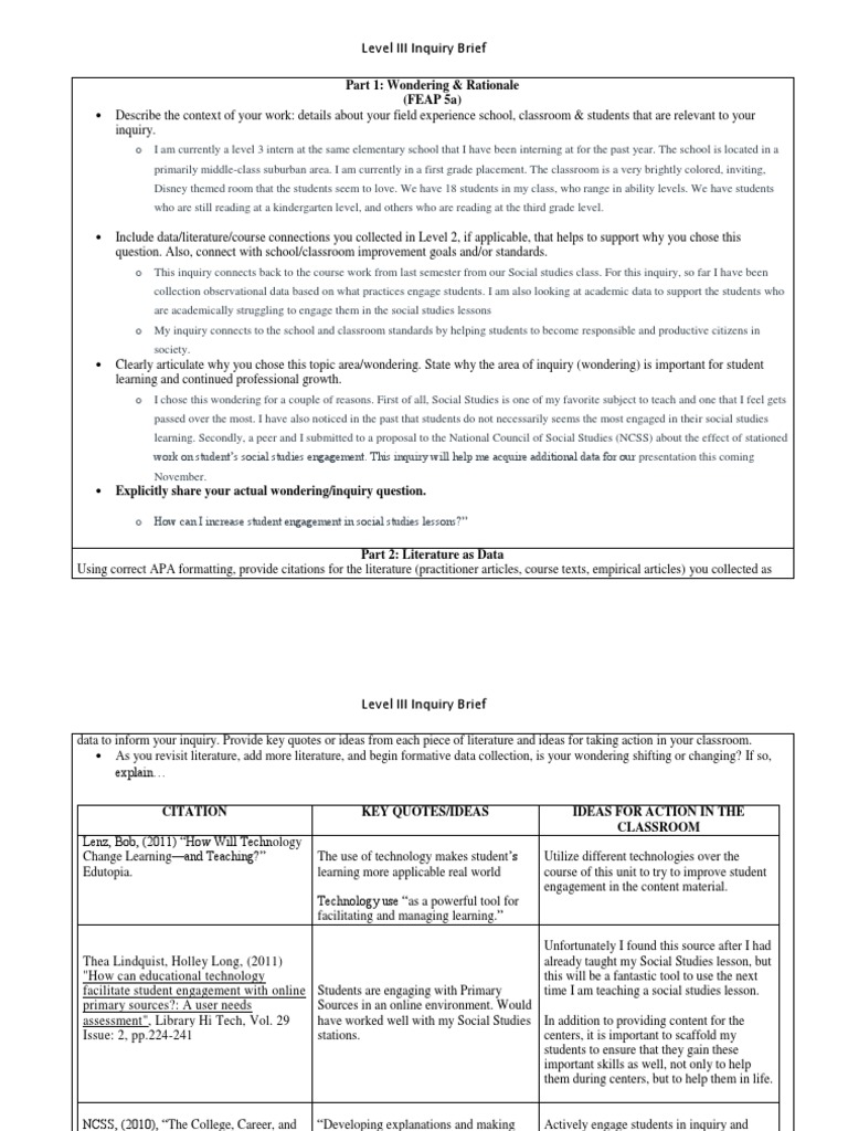 Inquiry Brief | PDF | Change | Learning