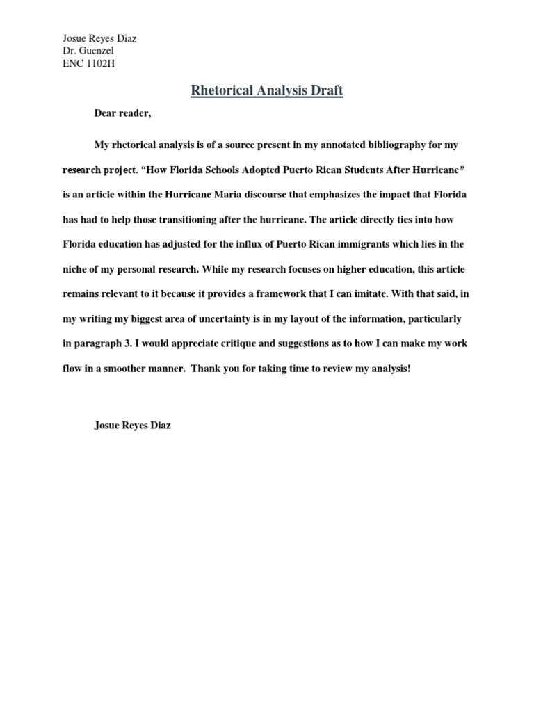 Revised Rhetorical Analysis-1 | PDF | Puerto Rico | Florida