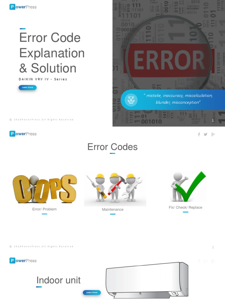Daikin VRV Error Codes Explained | PDF | Power Inverter | Equipment