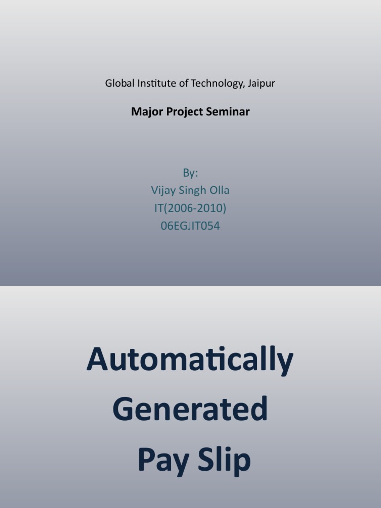 Automated Payroll System Project Seminar | PDF