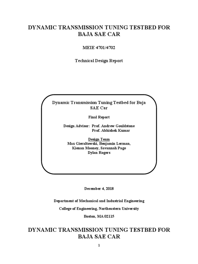Baja Dyno Capstone Final Report | PDF | Transmission (Mechanics) | Electrical Engineering