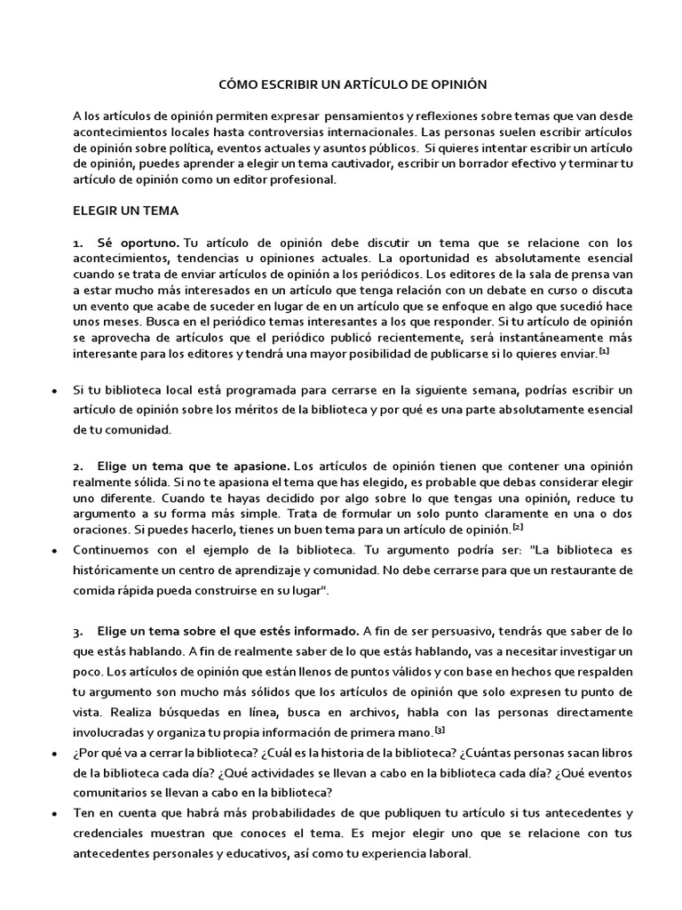 Guía para Escribir Artículos de Opinión | PDF | Bibliotecas | Science