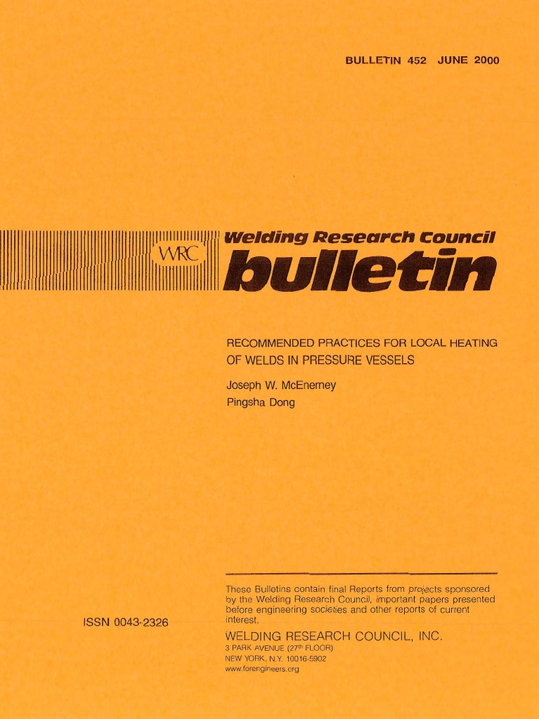 WRC 452 Bulletin 2000 Recommended Practice For Local Heating of Weld in ...