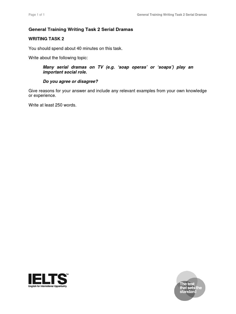 General Training Writing Task 2 Serial Dramas | PDF | Career & Growth ...