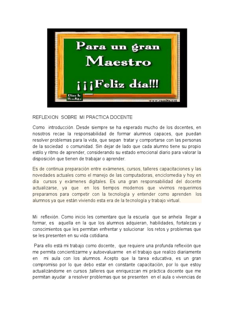 272992984-Reflexion-Sobre-Mi-Practica-Docente.doc | Maestros | Salón de ...