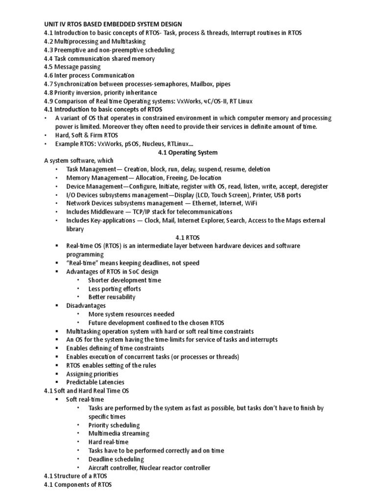 Unit Iv Rtos Based Embedded System Design | PDF | Scheduling (Computing) | Process (Computing)