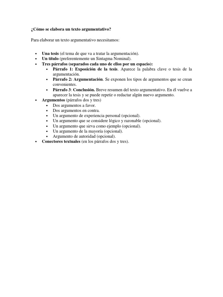 Cómo Se Elabora Un Texto Argumentativo | PDF | Argumento | Servicio de ...