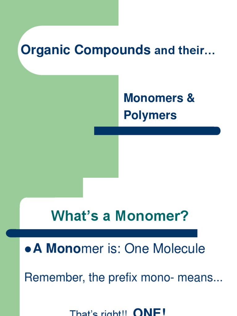 Monomers and Polymers Notes | PDF