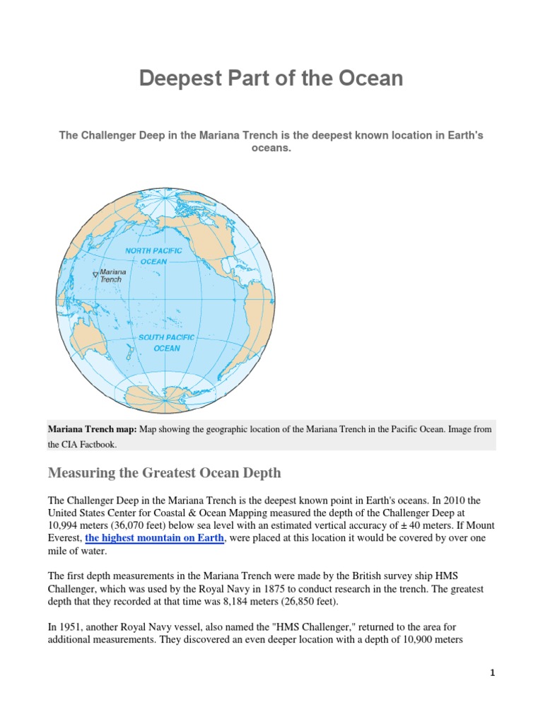 Deepest Part of The Ocean | PDF | Plate Tectonics | Geophysics