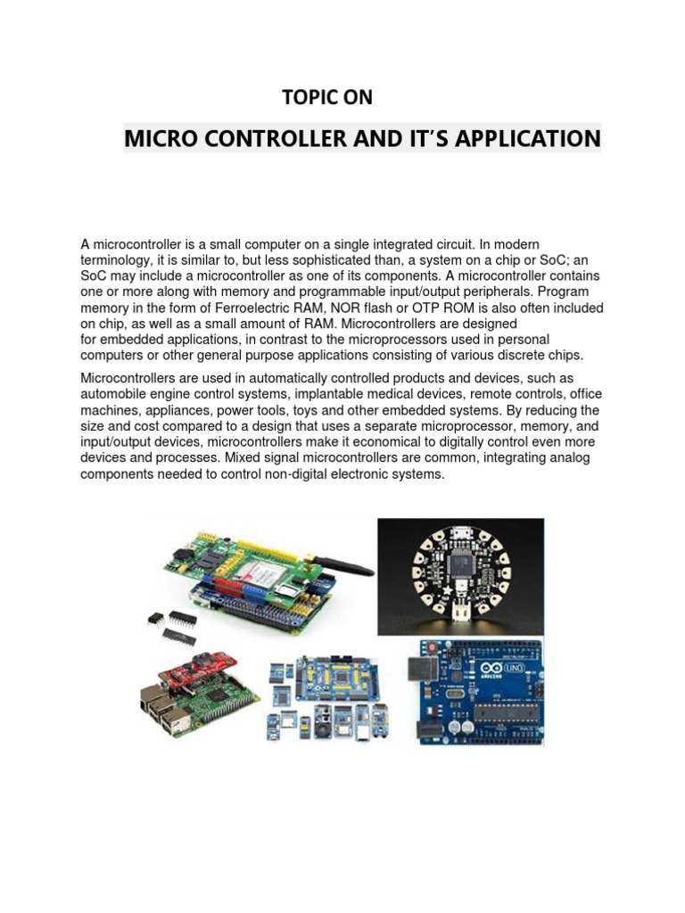 Topic On Micro Controller and It'S Application | PDF | Microcontroller ...