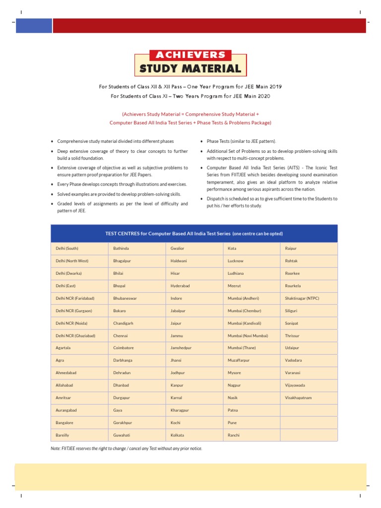 Achievers Study Material | Download Free PDF | Delhi