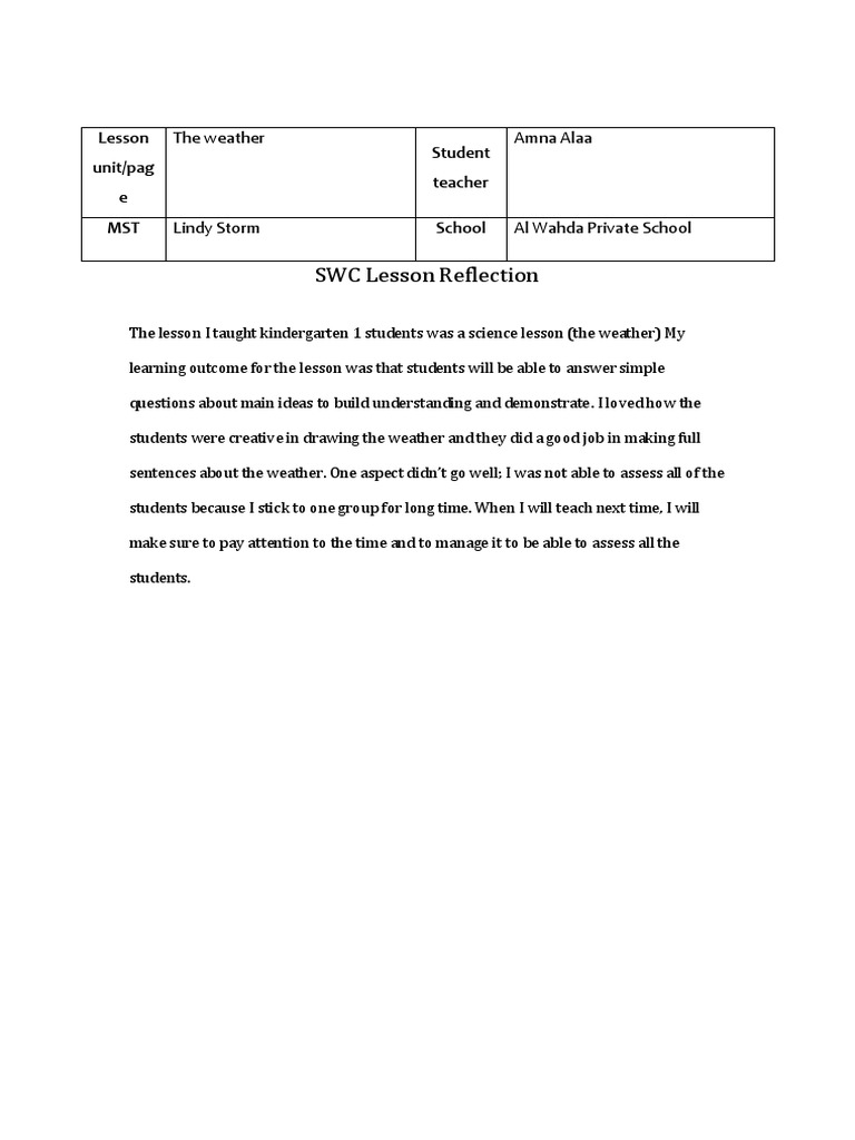 Weather Reflection | PDF