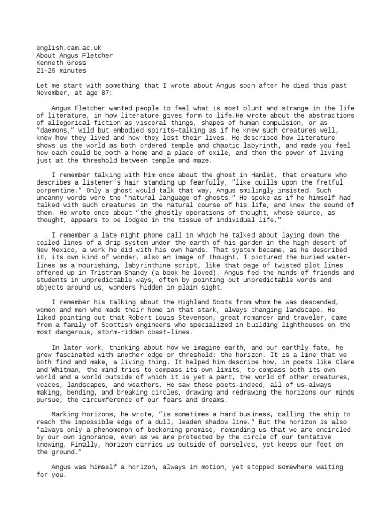 Angus Fletcher | PDF | Allegory | Poetry