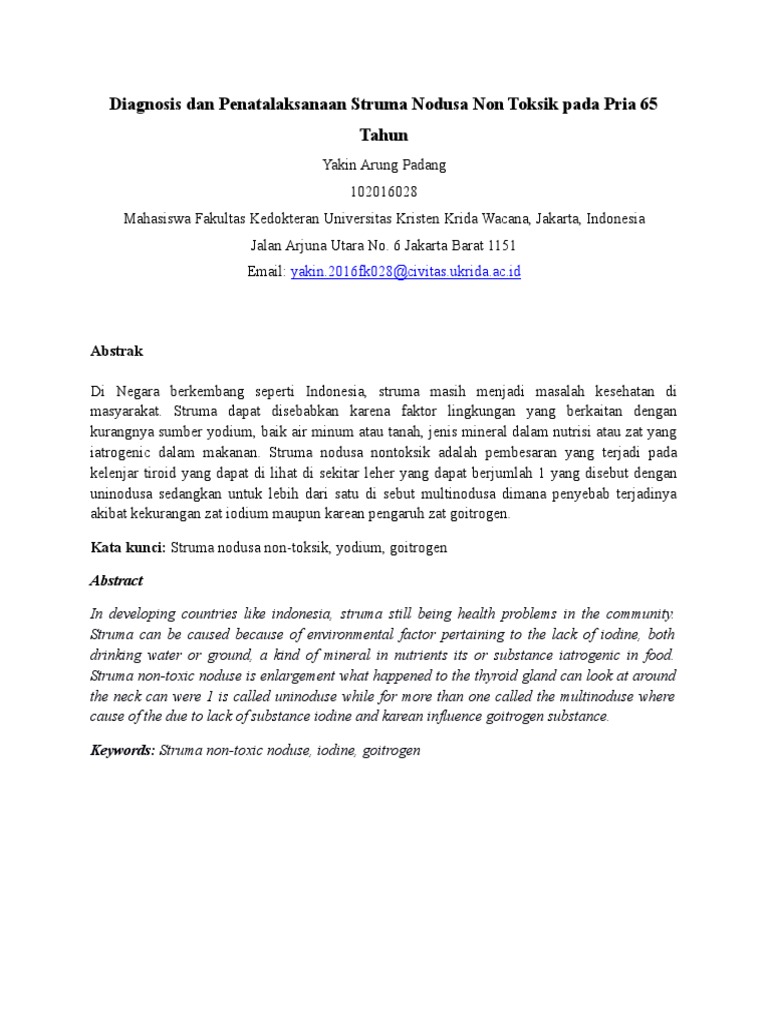 Diagnosis Dan Penatalaksanaan Struma Nodusa Non Toksik Pada Pria 65 ...