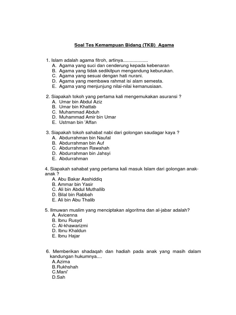 Soal SKB Guru Agama CPNS 2018 PDF | PDF