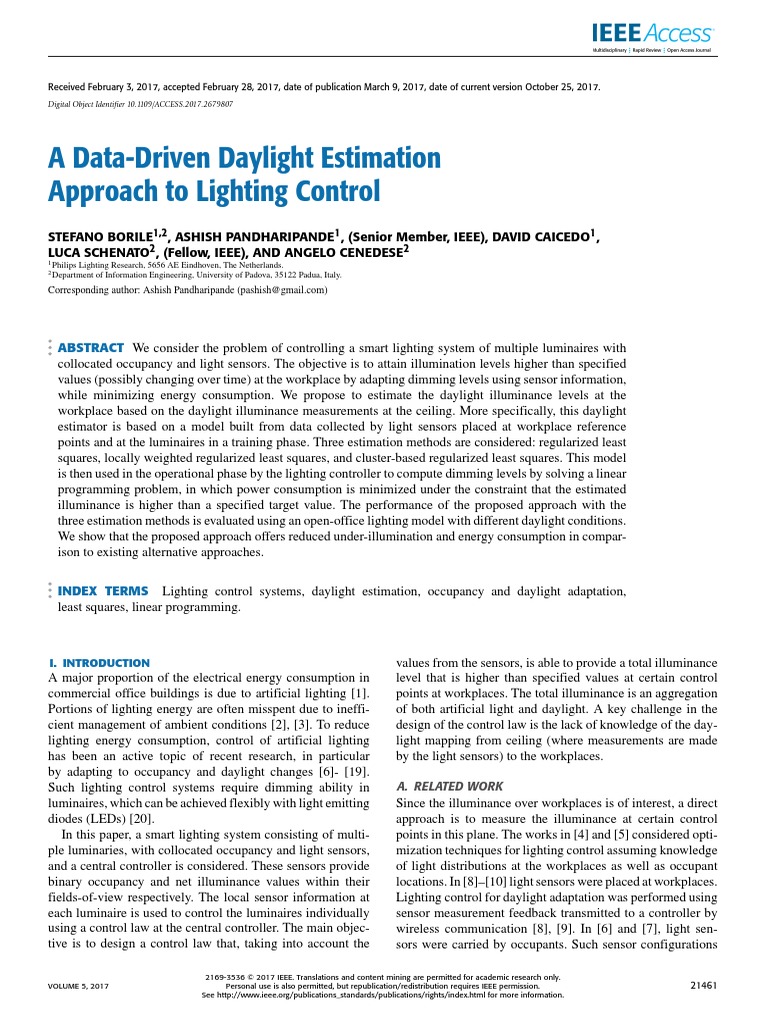 A Data-Driven Daylight Estimation Approach To Lighting Control | PDF ...