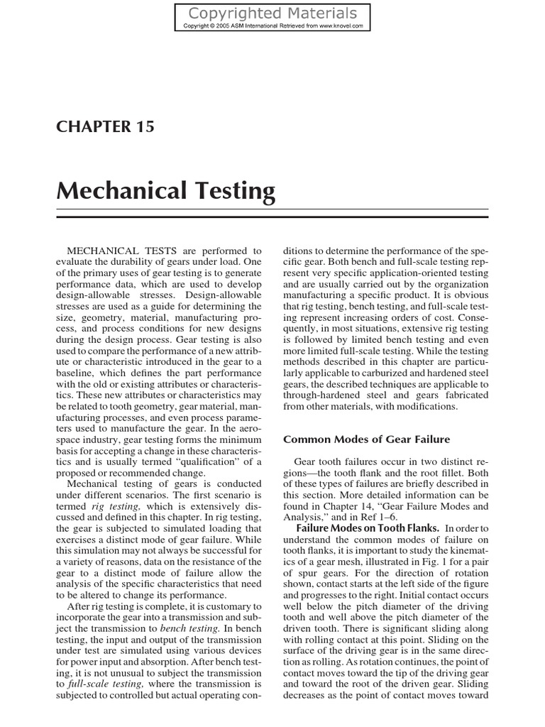 Mechanical Testing: Common Modes of Gear Failure | PDF | Gear | Fatigue ...