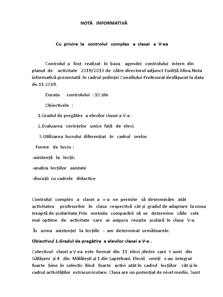 NOTĂ INFORMATIV1clasa V | PDF