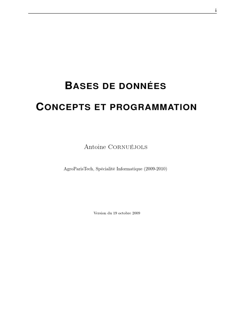 BASES DE DONNEES - Concepts Et Programmation | PDF | Bases de données | Sciences de l'information