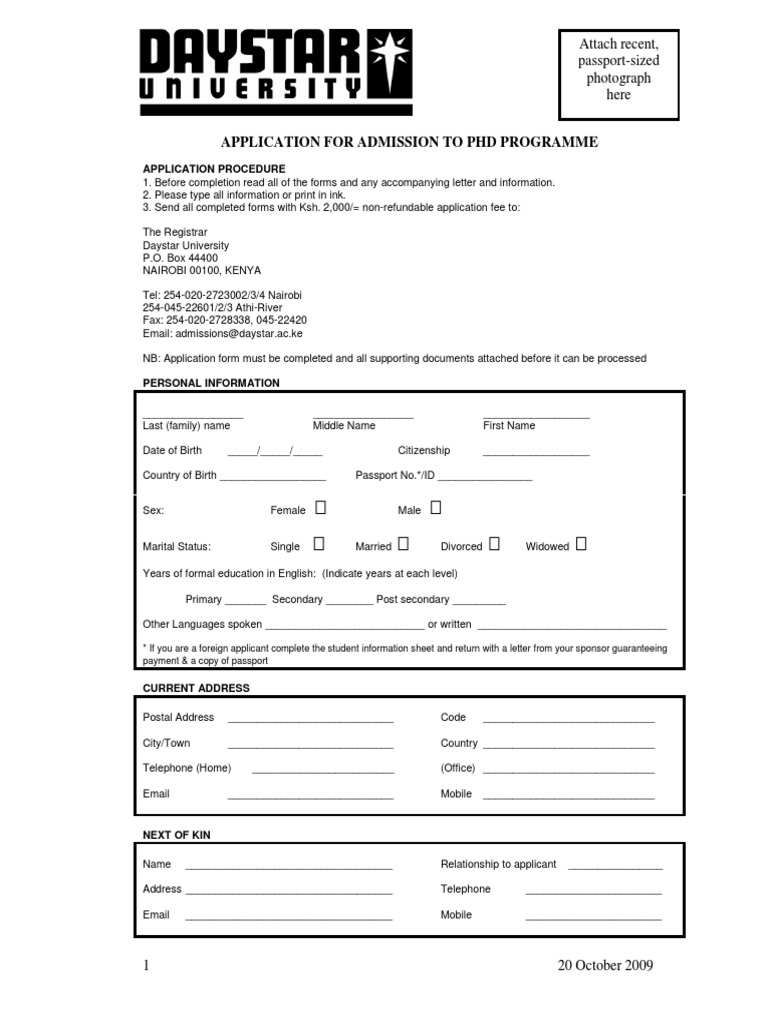 PhD Admission Application Form | PDF | Jesus